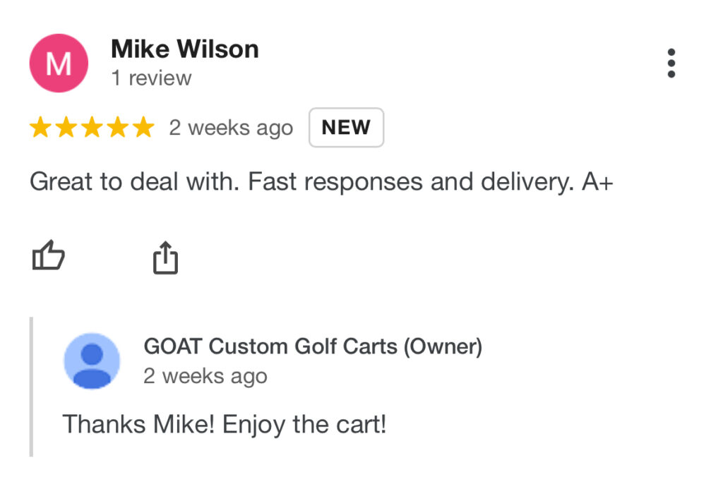 Reviews - GOAT Custom Golf Carts